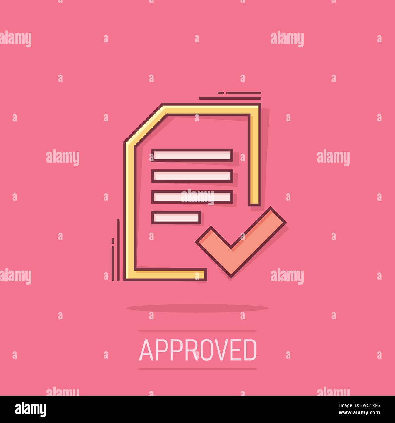 Approved document icon in comic style. Authorize cartoon vector ...