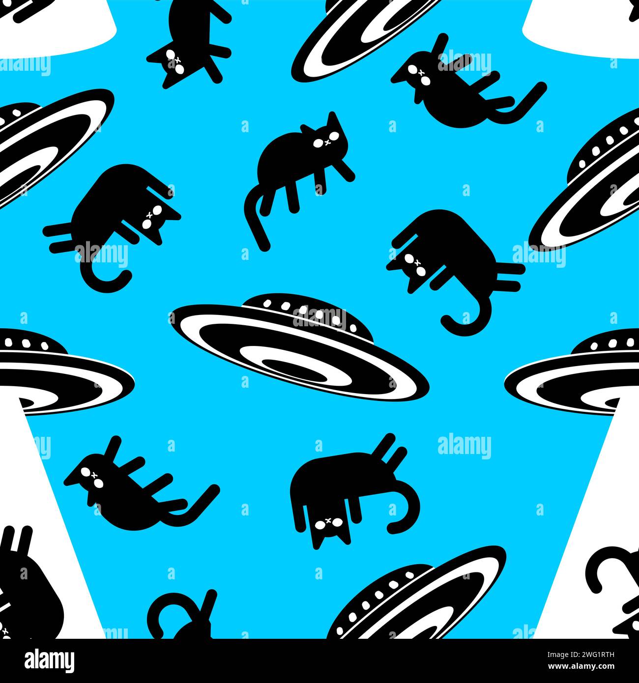 UFO abducting cat pattern seamless. Aliens steals cats background Stock ...