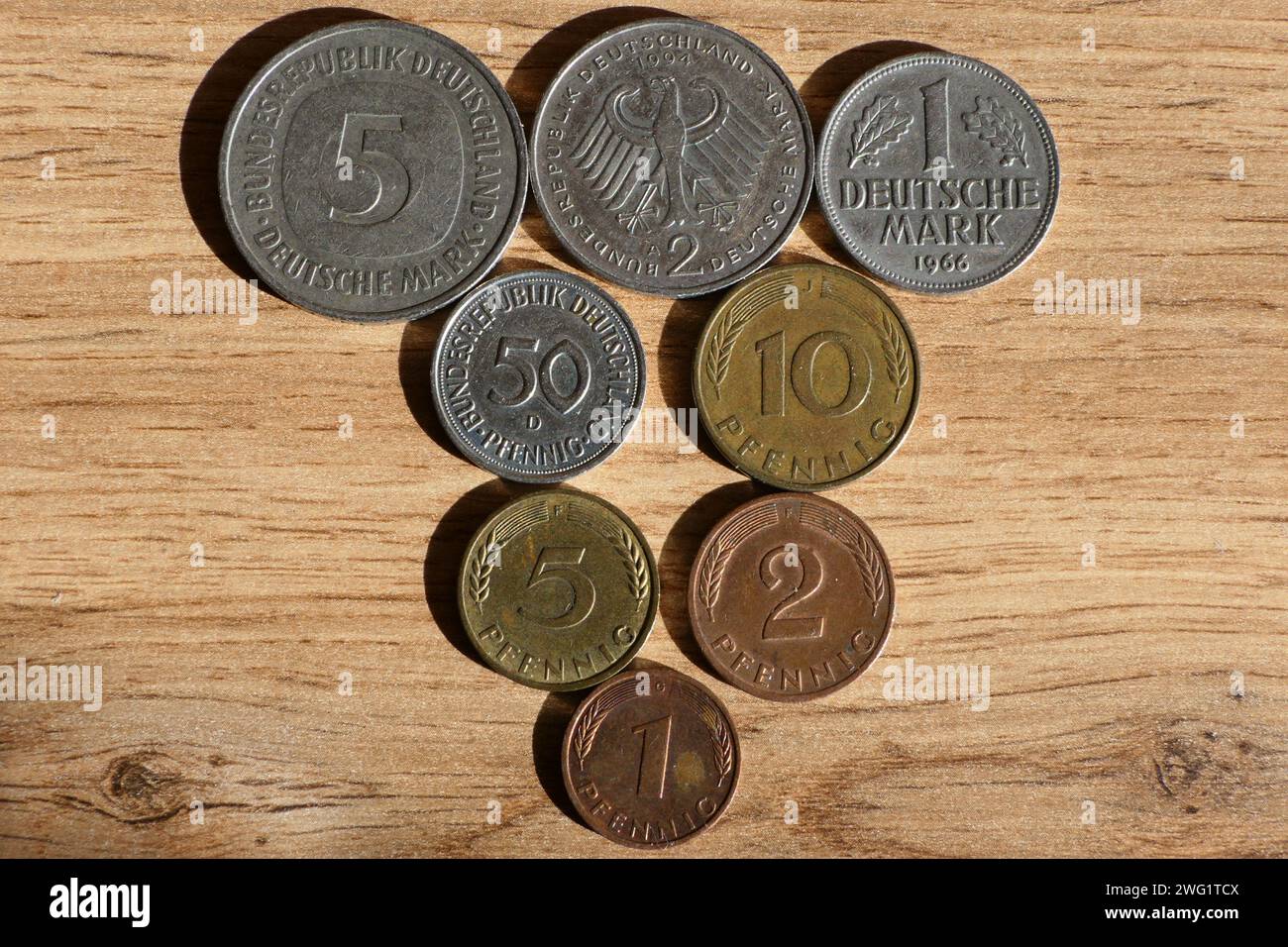The Coins of the former currency Deutsche Mark in Germany Stock Photo ...