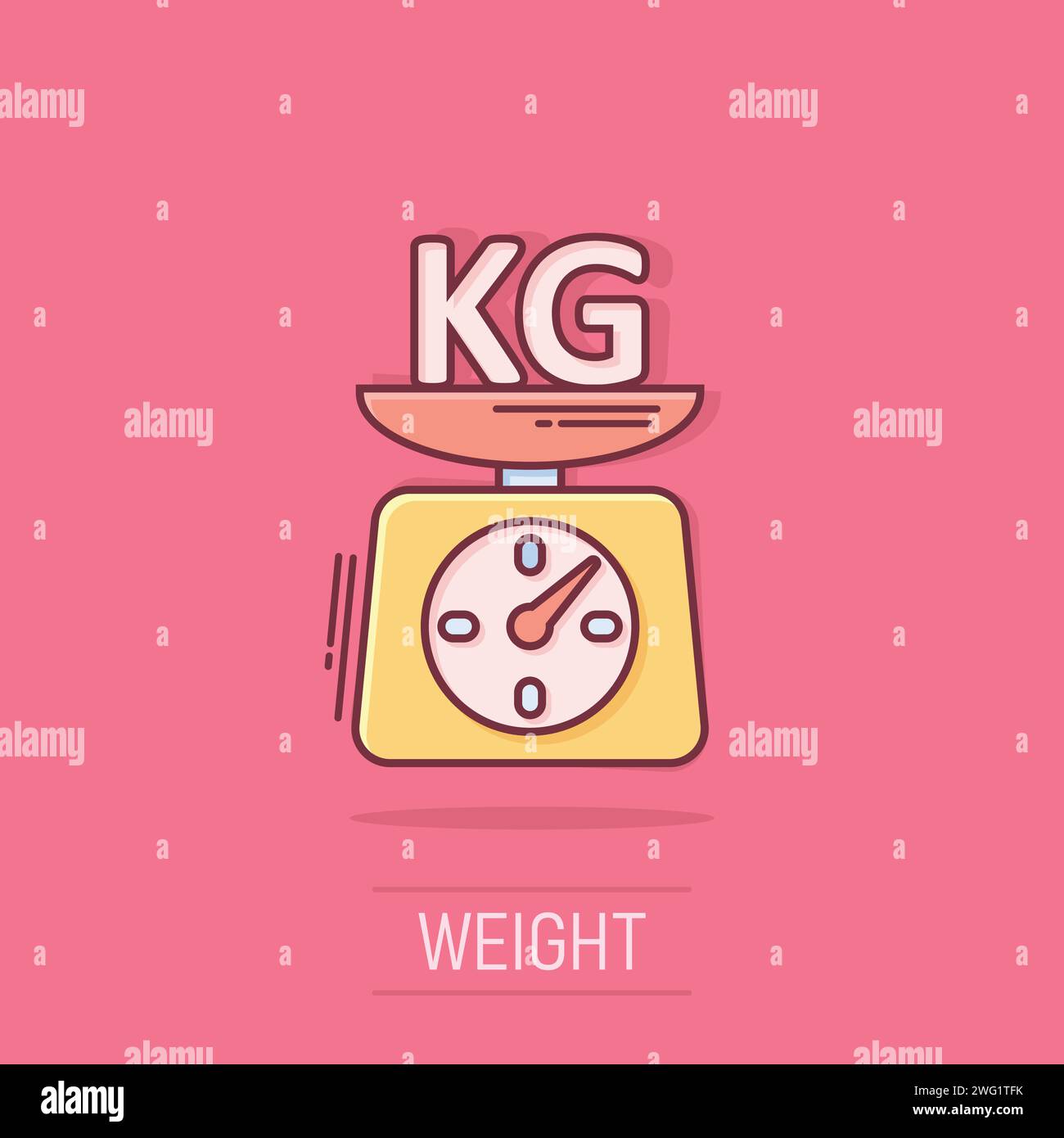 Scale icon in comic style. Kilogram dumbbell cartoon vector ...