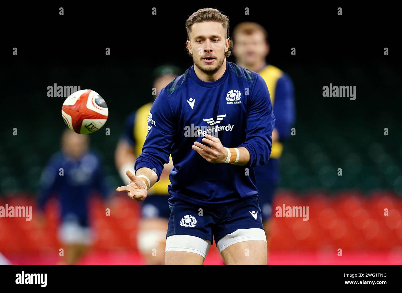 Scotland's Kyle Rowe during a team run at the Principality Stadium ...
