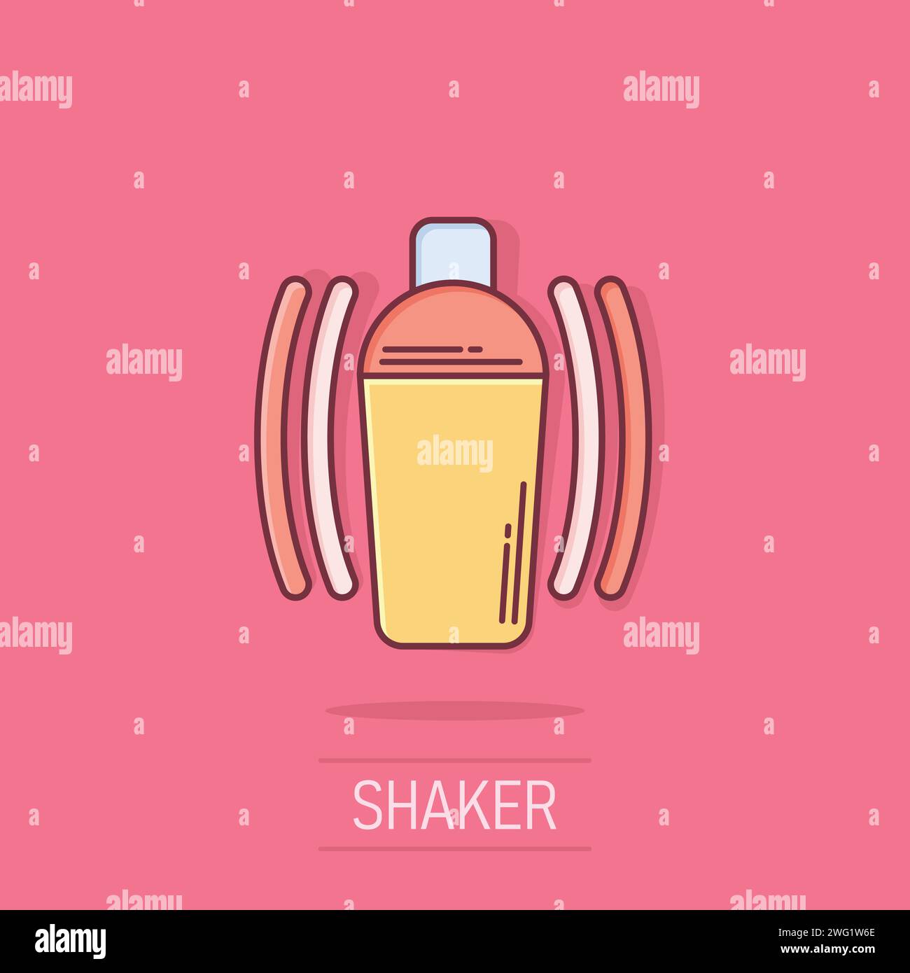 Shaker cocktail icon in comic style. Alcohol bottle cartoon vector ...