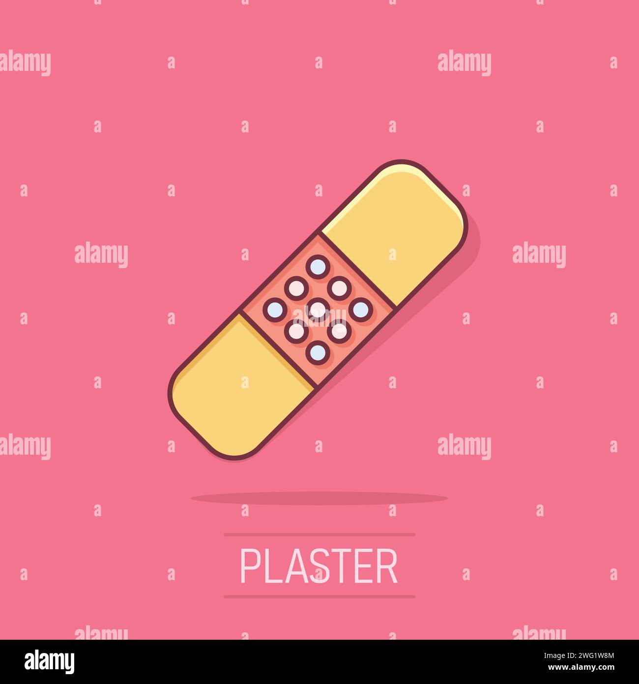 Bandage icon in comic style. Plaster cartoon vector illustration on ...