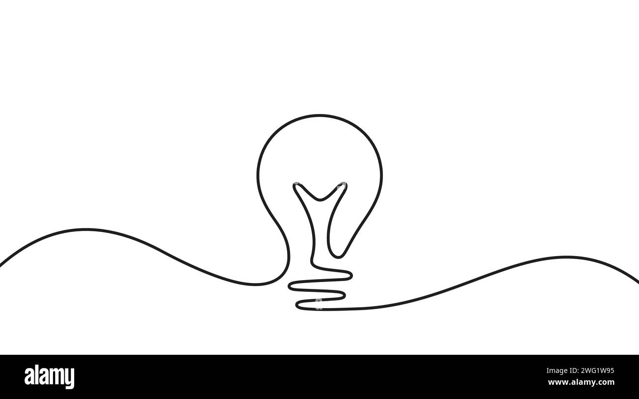 Continuous line idea bulb icon. One light bulb silhouette. Electric ...
