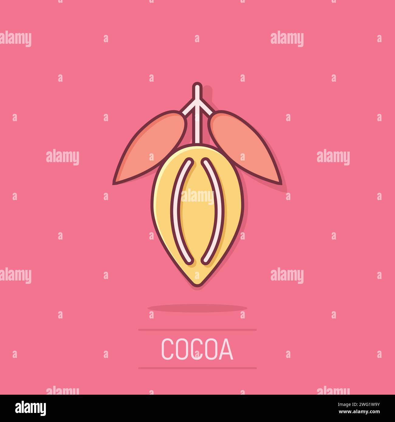 Cocoa bean icon in comic style. Chocolate cream cartoon vector ...