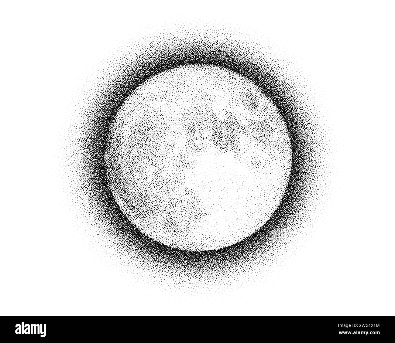 Dotwork Moon night background. Black noise stipple dots satellite ...