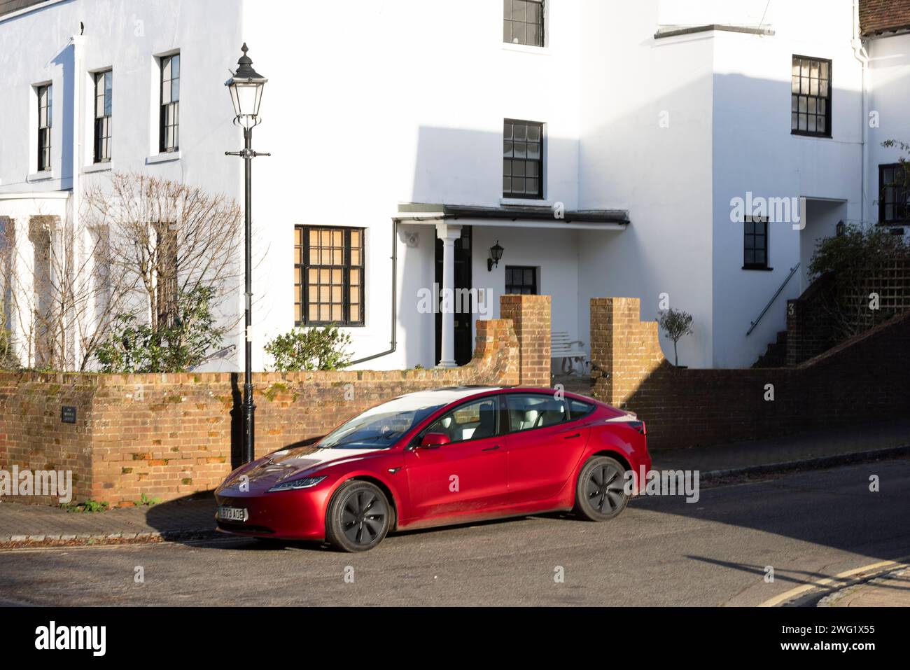 Tesla Model 3 electric vehicle being test driven in England, United ...