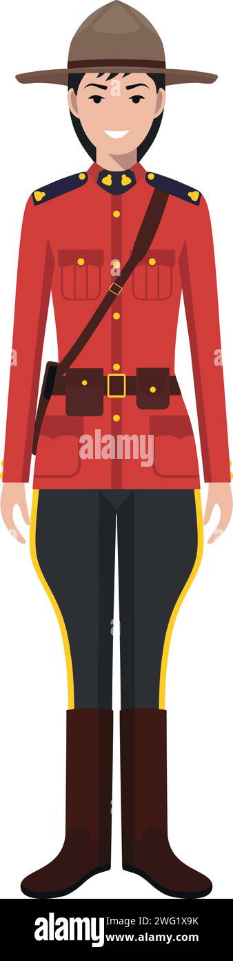Standing Canadian Policewoman Officer in Traditional Uniform Character ...
