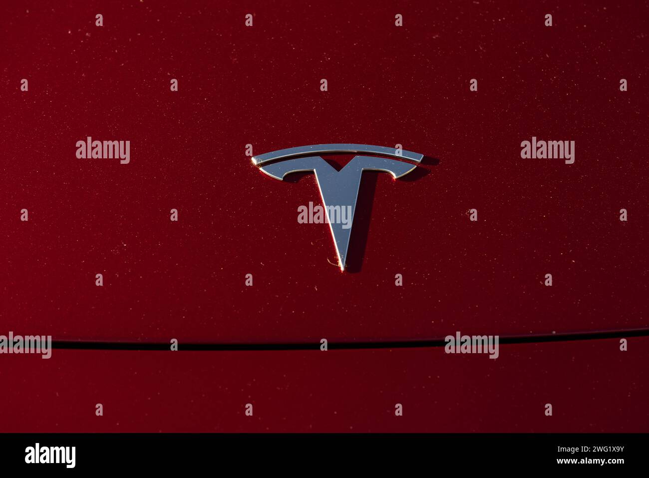 Tesla Model 3 electric vehicle being test driven in England, United ...