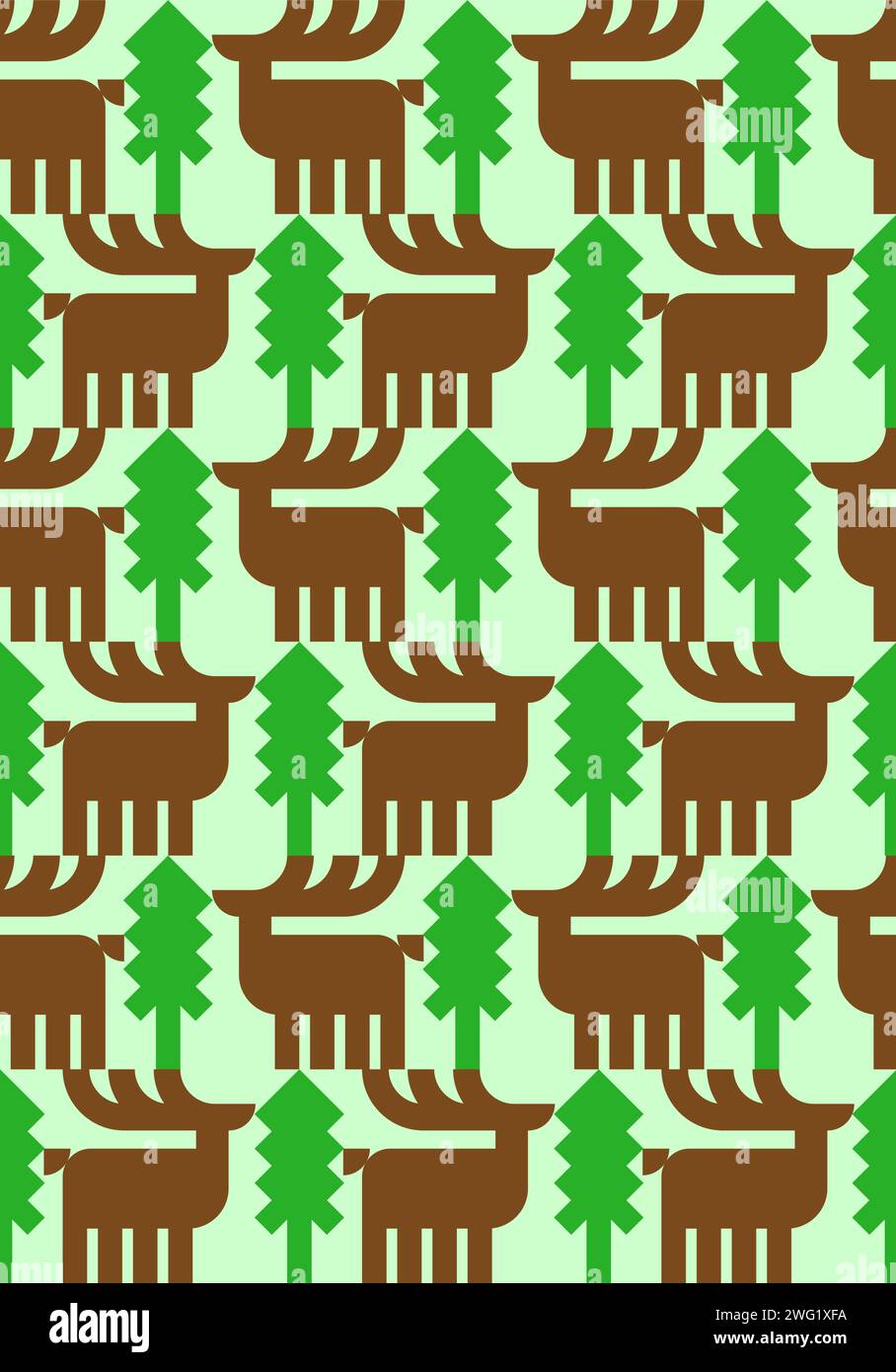 Deer ethnographic pattern seamless. Elk ethnographical background ...