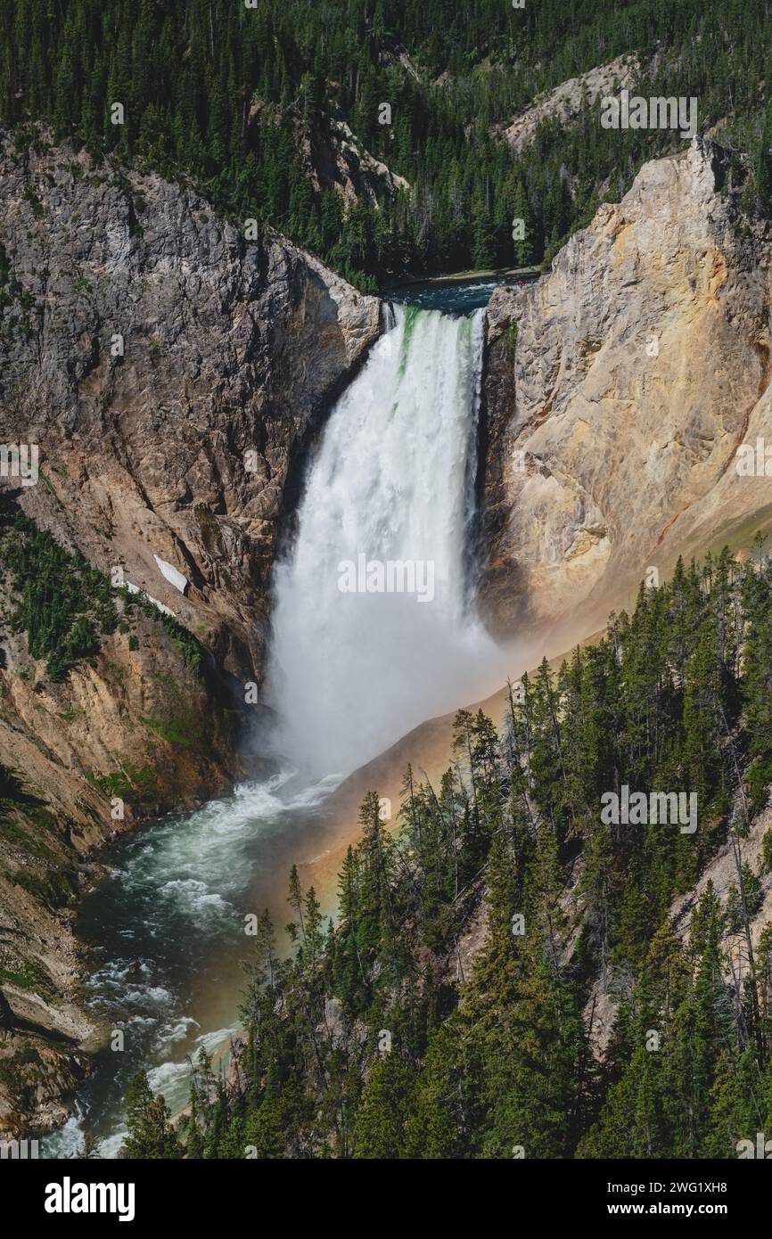 View of the Lower Falls of the Yellowstone River in Yellowstone ...