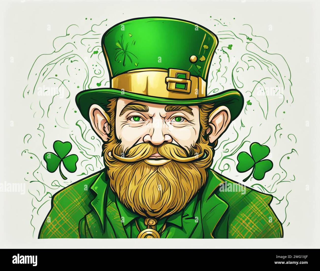 St Patrick's Day Logo Icon Leprechaun with beard, wearing a top hat on ...
