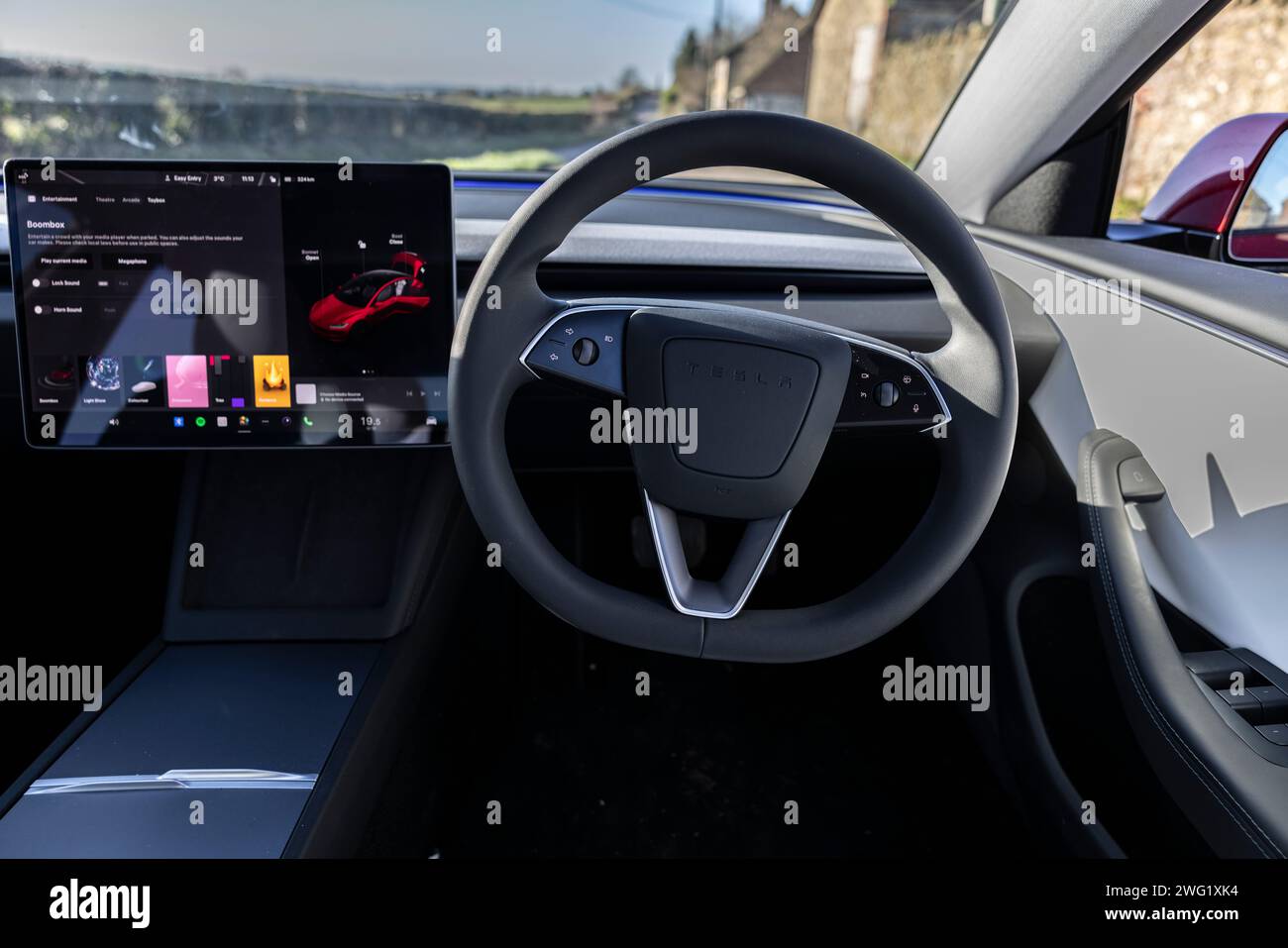 Tesla Model 3 electric vehicle being test driven in England, United ...