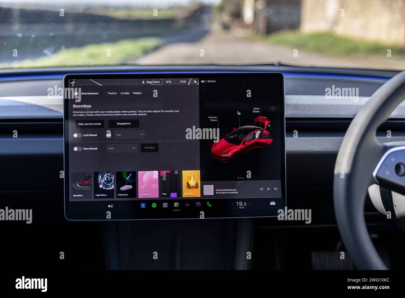 Tesla Model 3 electric vehicle being test driven in England, United ...