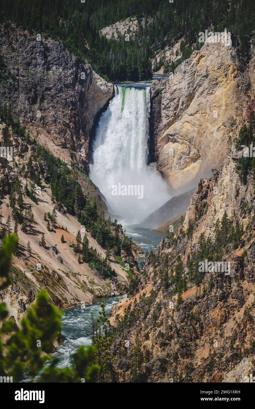 View of the Lower Falls of the Yellowstone River in Yellowstone National Park Stock Photo - Alamy