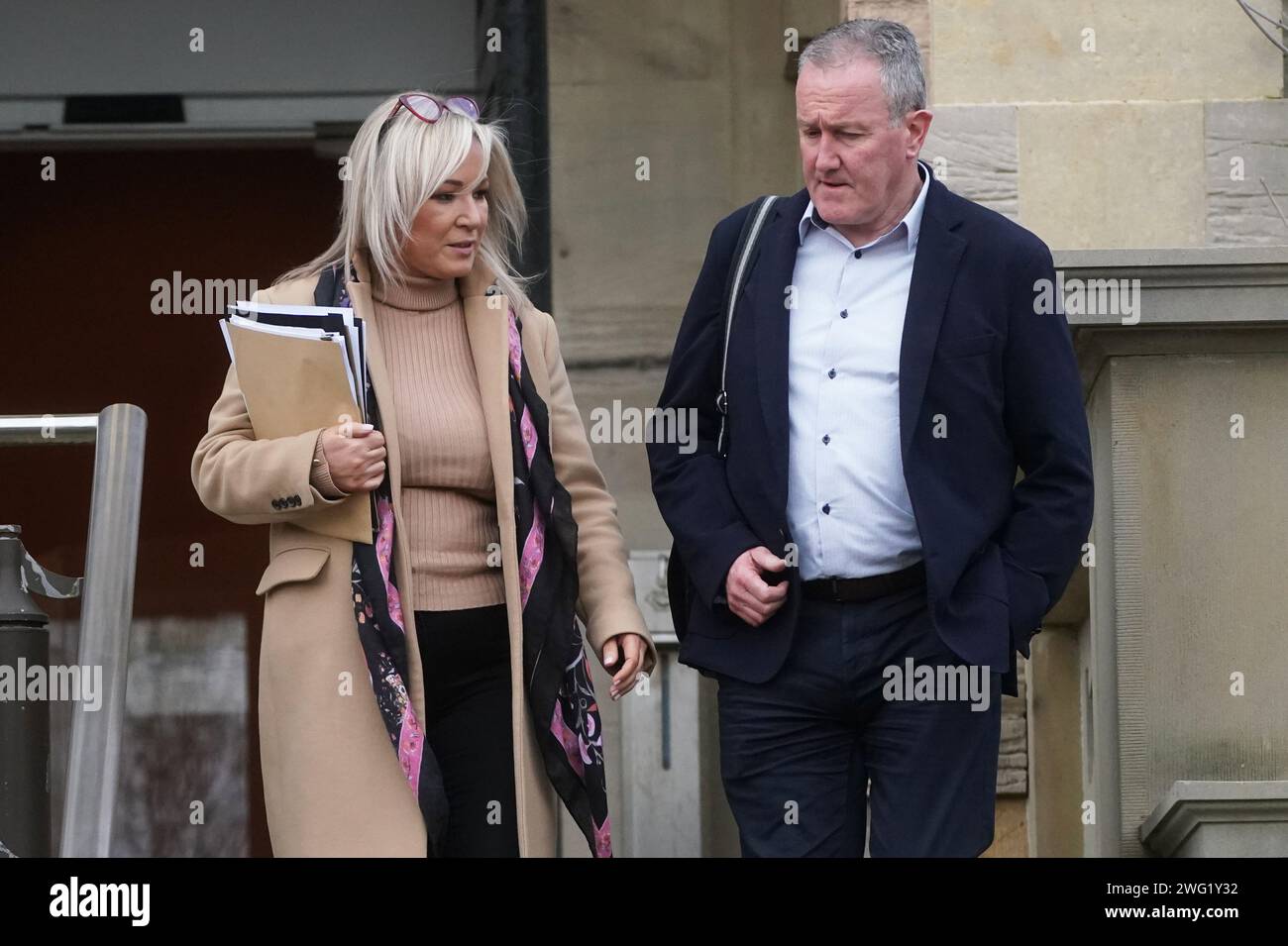 Sinn Fein vice-president Michelle O'Neill and MLA Conor Murphy leave ...