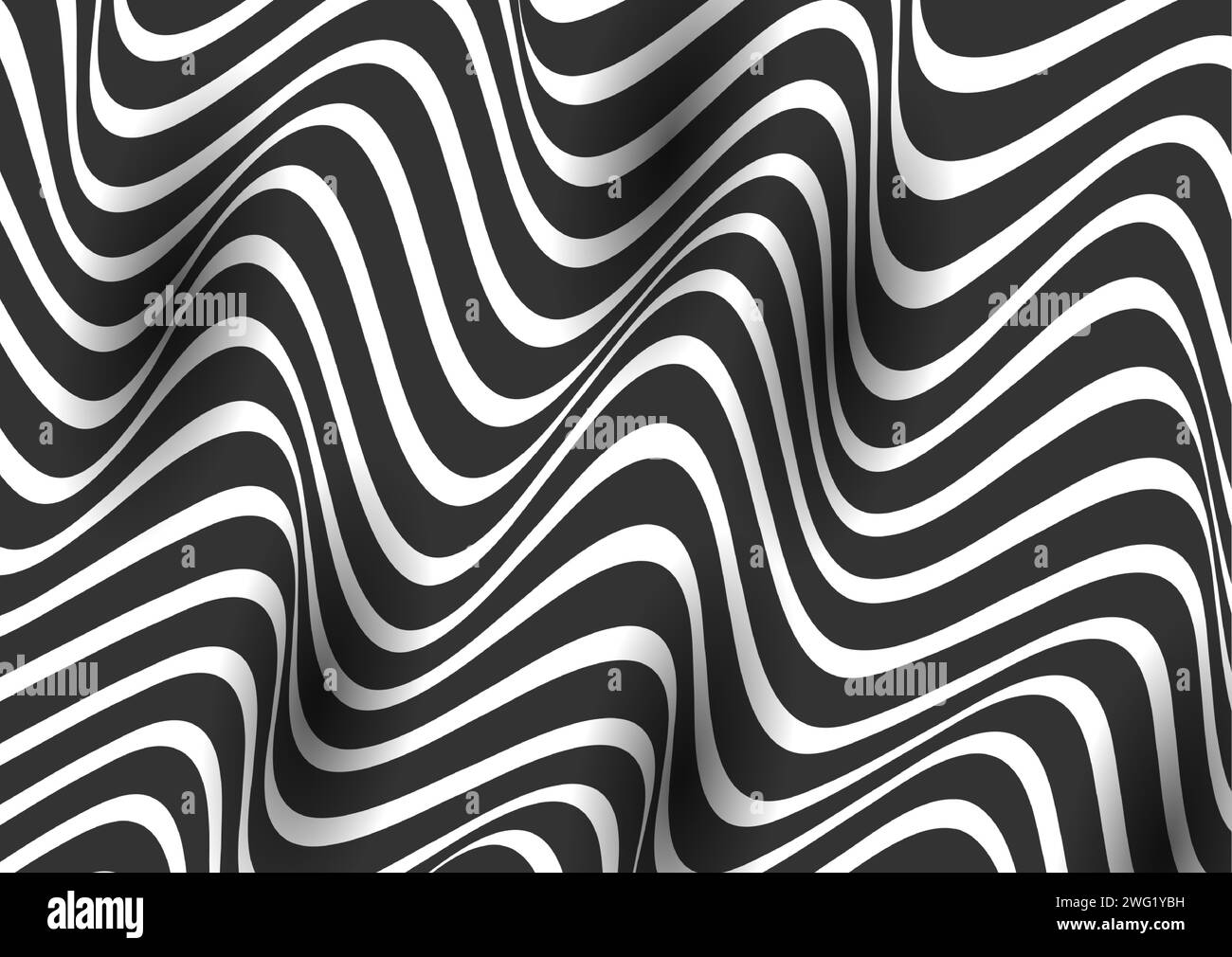 abstract background with wavy lines design in black and white Stock ...