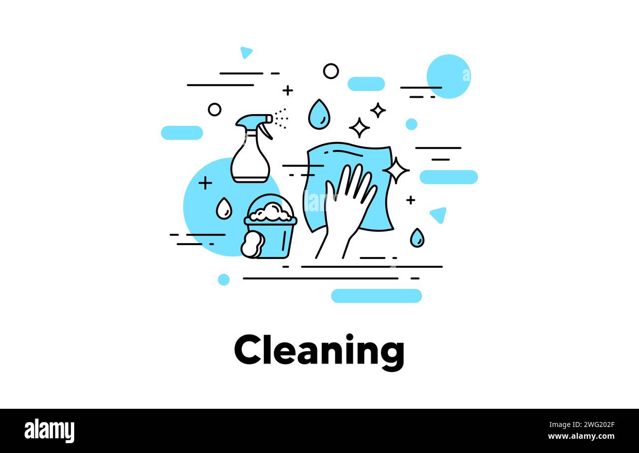 Cleaning napkin line icon. Wipe and disinfection by cleaning cloth and ...