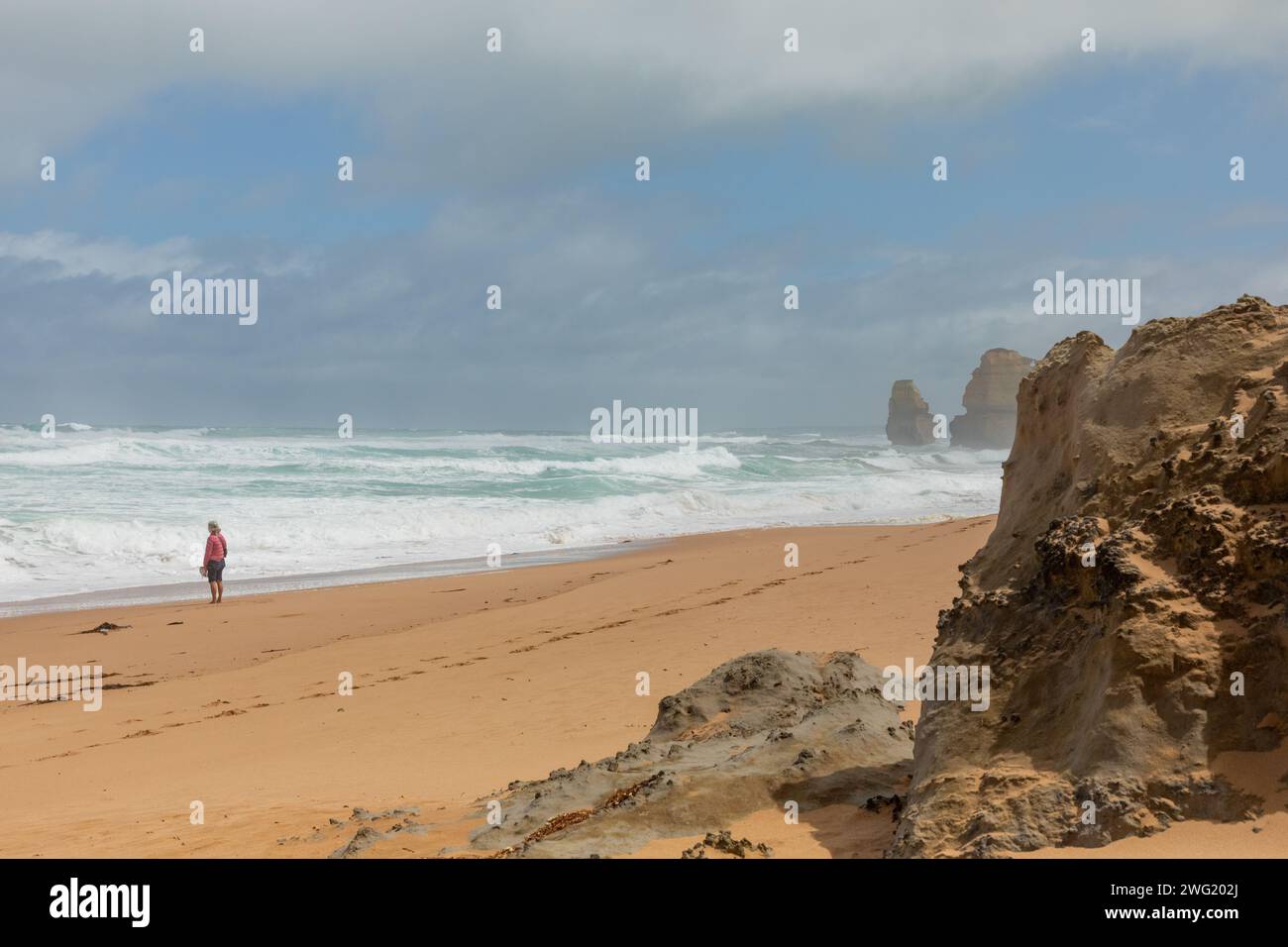 A spectacular vista from a Bass Strait beach below Gibson Steps in Port ...