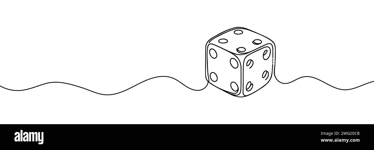 The game cube is drawn in one line. Continuous contour drawing of game ...
