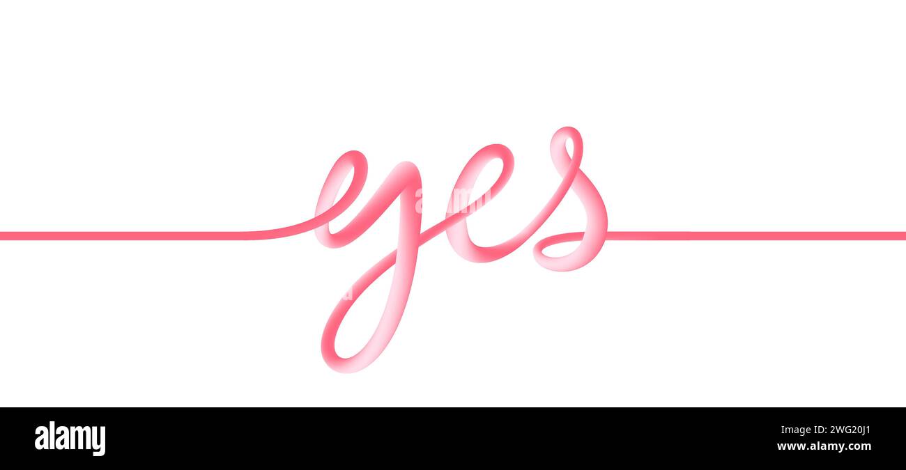 Yes 3d line text. Wedding invitation concept. Vibrant gradient blended ...