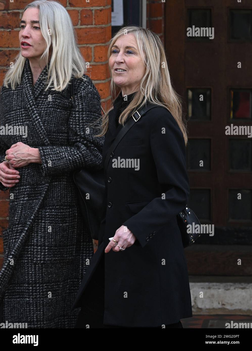 London, UK. February 2nd, 2024. Fiona Phillips at the funeral of Derek ...