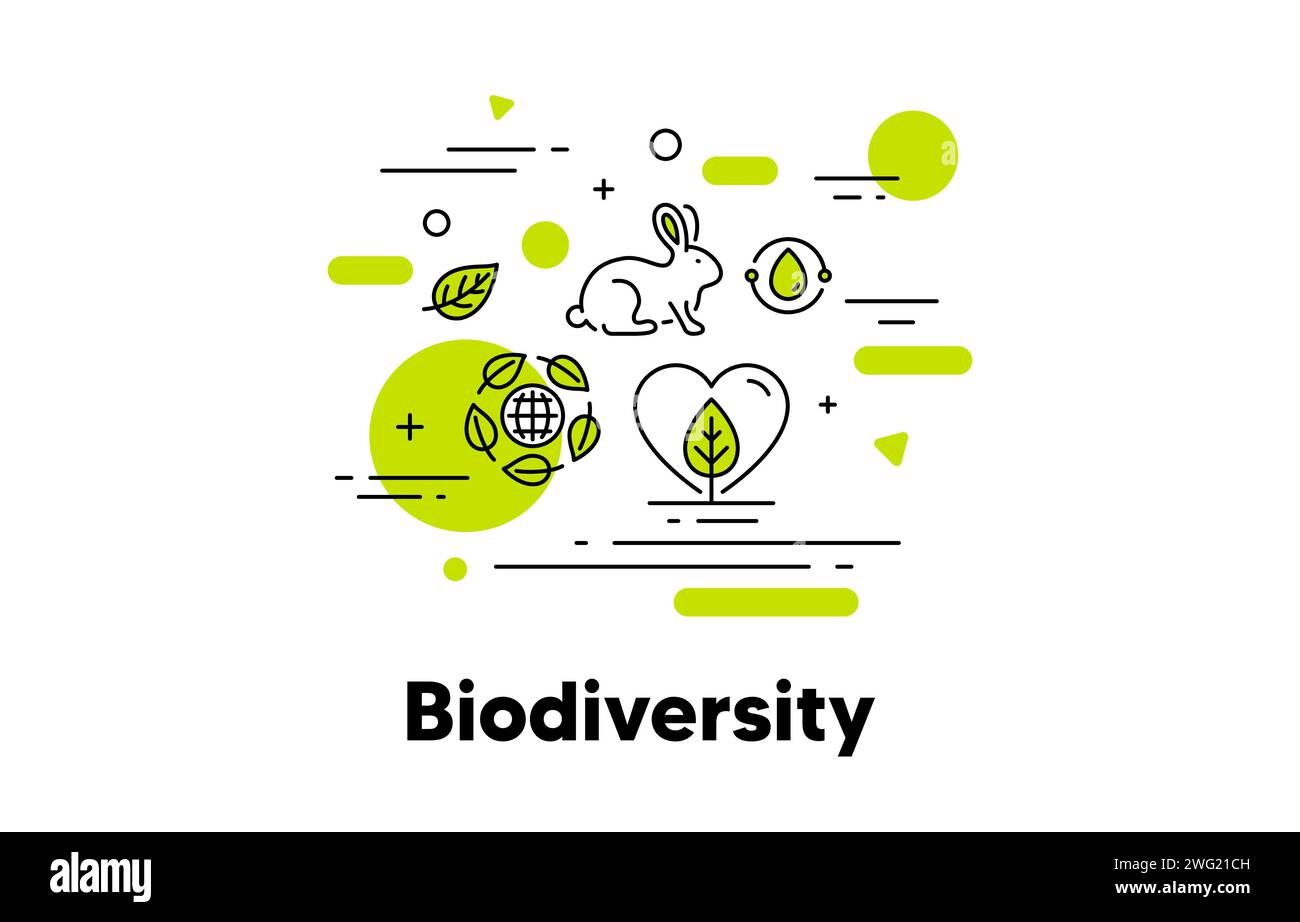 Biodiversity line icon. Save natural ecosystem illustration. Vector ...