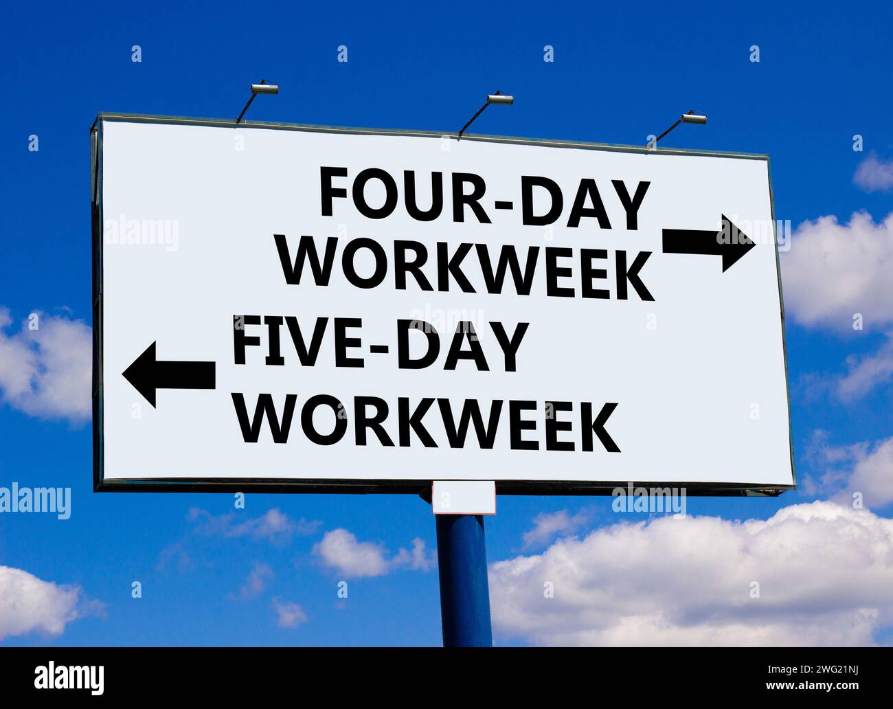 5 or 4 day week symbol. Concept word Five-day workweek or Four-day workweek on beautiful ...