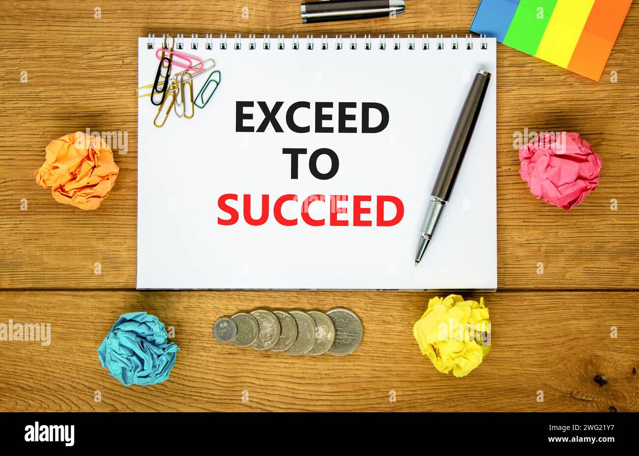 Exceed to succeed symbol. Concept words Exceed to succeed on beautiful ...