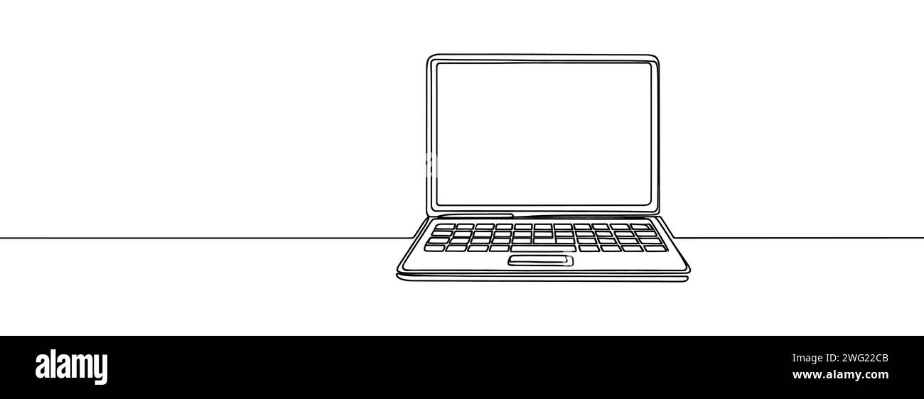 Single line continuous drawing of laptop computer laptop isolated on ...