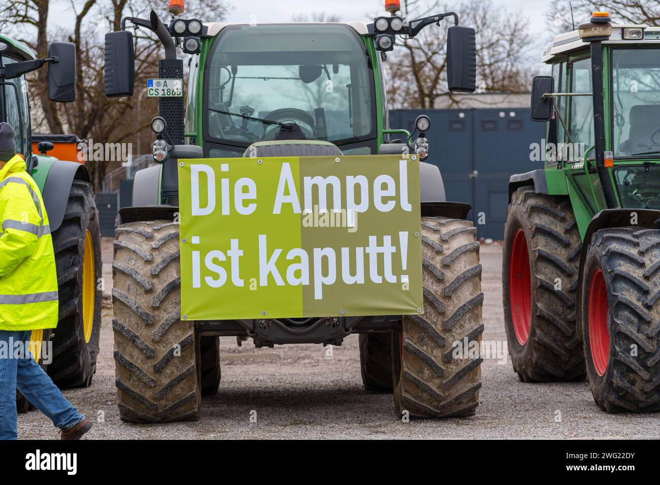 Augsburg, Bavaria, Germany - February 2, 2024: Farmers protest ...