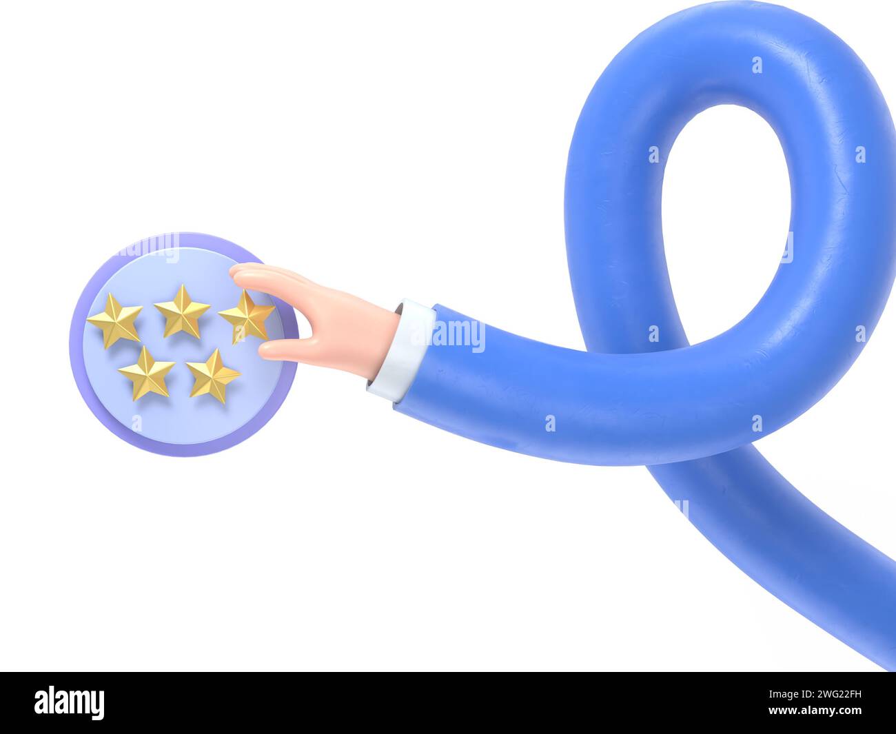 Cartoon Gesture Icon Mockup.3d five golden star review badge. gold ...