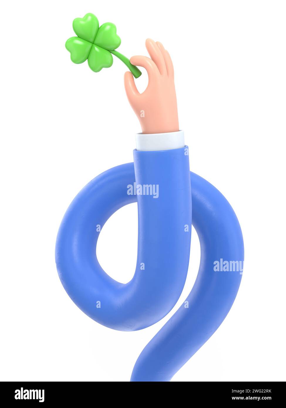 Cartoon Gesture Icon Mockup.3d icon hand holding clover leaf. Business ...