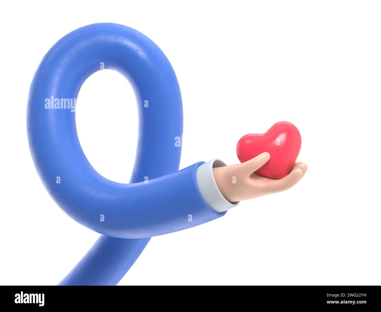 Cartoon Gesture Icon Mockup.3d icon red heart in hand.Realistic ...