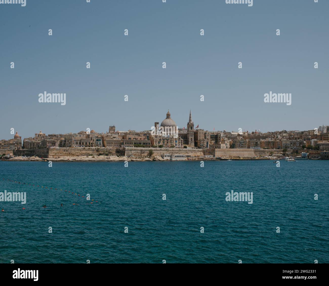 Valletta, the capital of Malta in summer, from Tigne Point, showing the ...