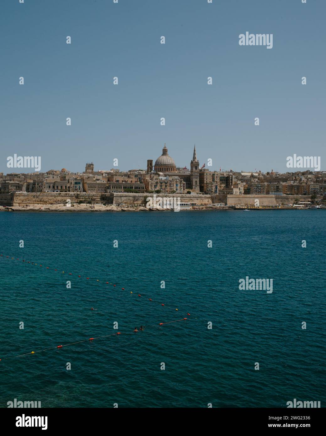 Valletta, the capital of Malta in summer, from Tigne Point, showing the ...