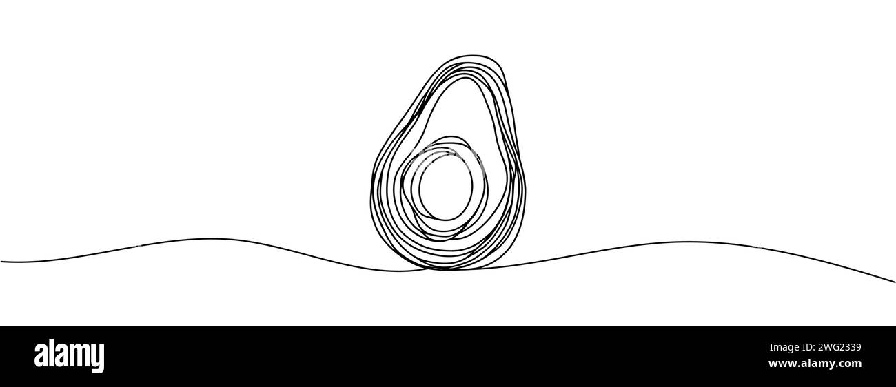 Continuous line of avocado. Vector illustration on white background ...