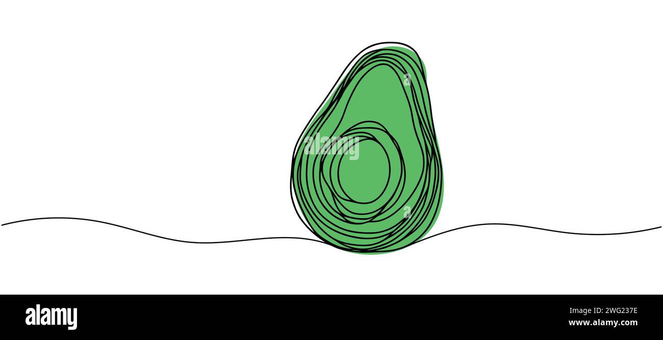 Continuous line of avocado. Vector illustration on white background ...