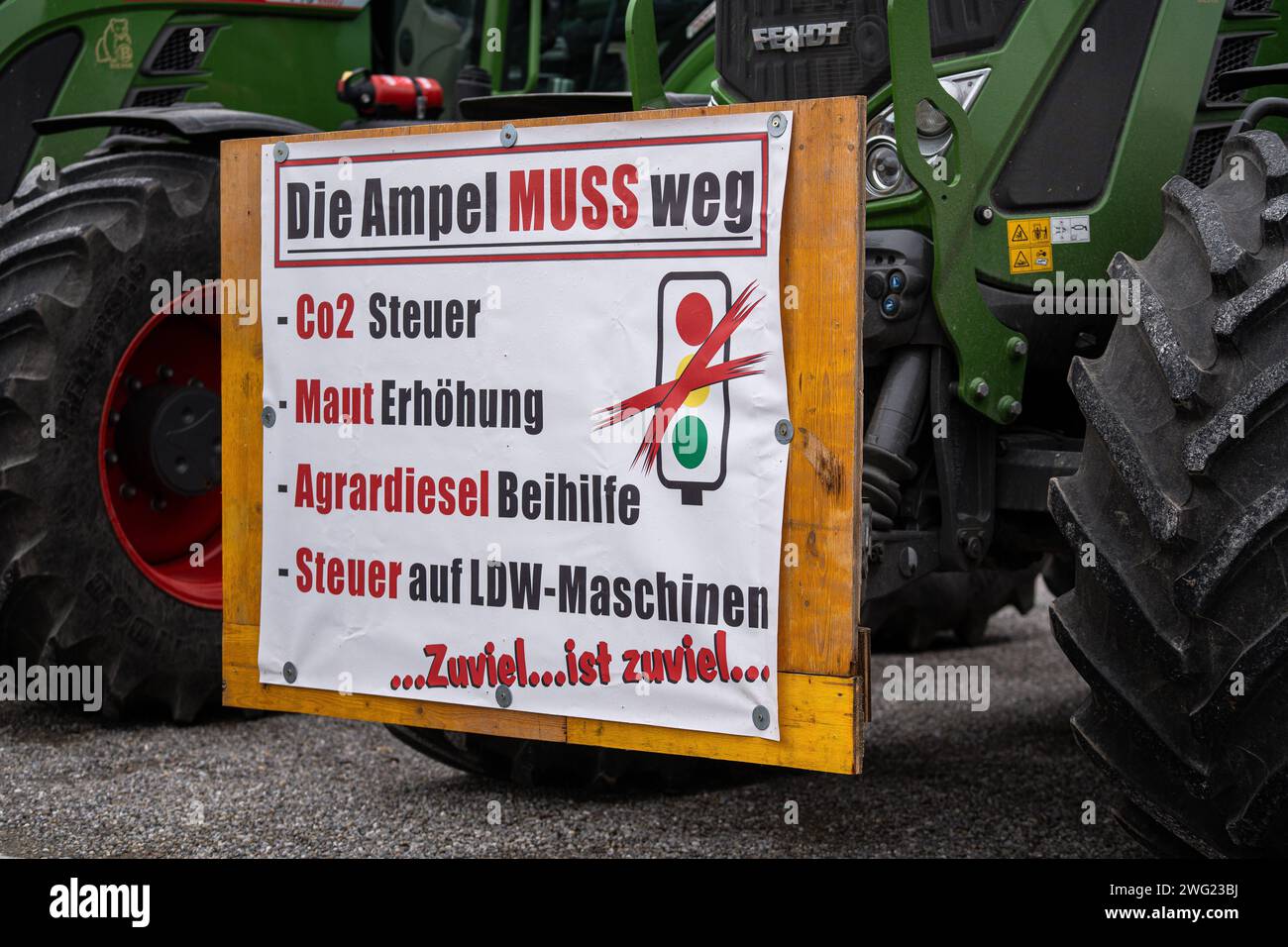 Augsburg, Bavaria, Germany - February 2, 2024: Farmers protest ...