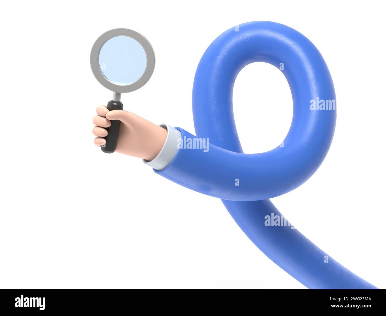Cartoon Gesture Icon Mockup.Businessman hand holding a magnifying glass ...
