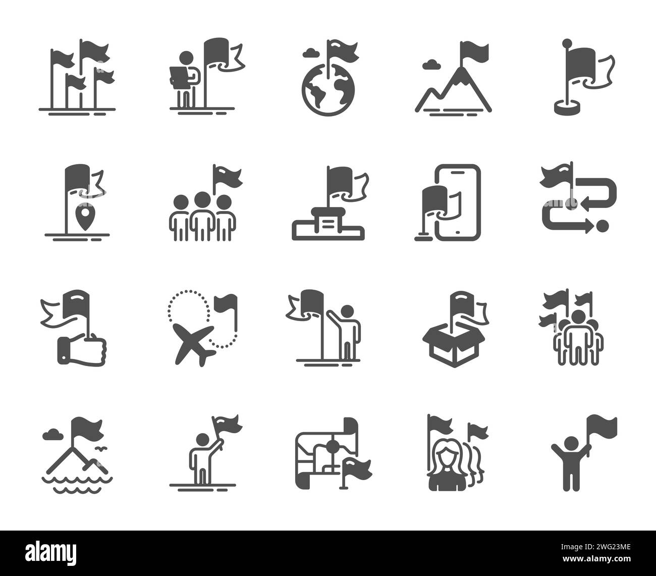 Flag icons. Leadership, Goal Success, Winner with Flag. Vector Stock ...