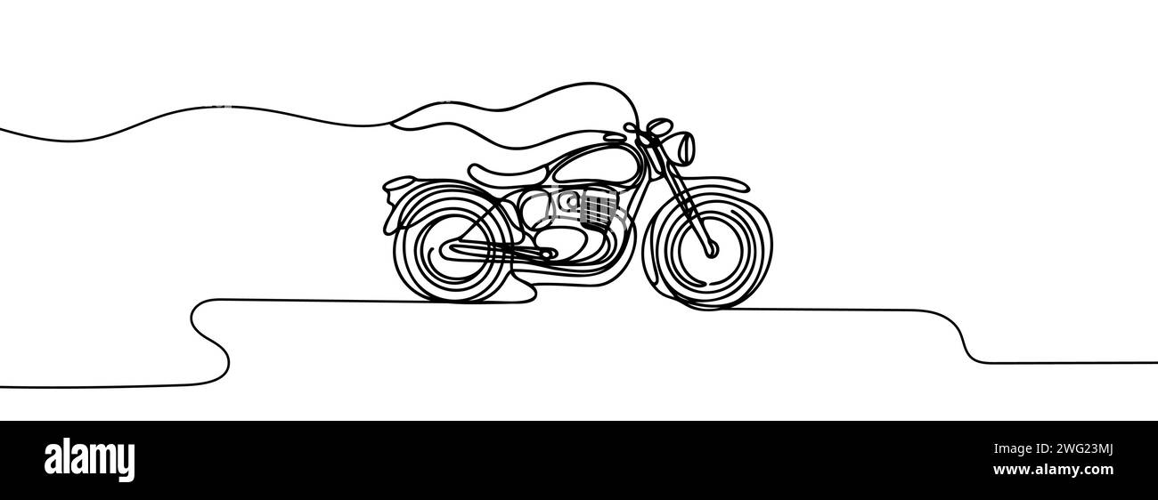 One continuous line drawing of a motorcycle Stock Vector Image & Art ...