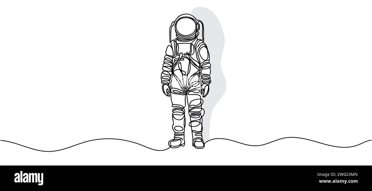 One continuous line drawing of a scientist astronaut. Astronaut space ...