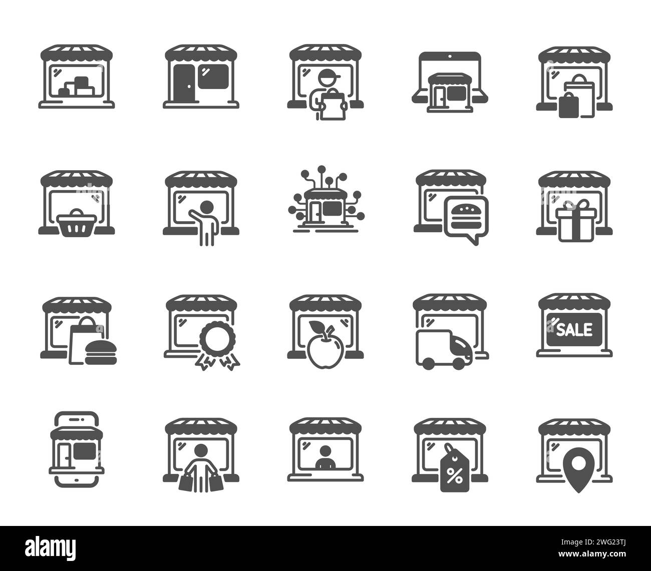 Market store icons. Online Marketplace, Wholesale Shop, Network ...