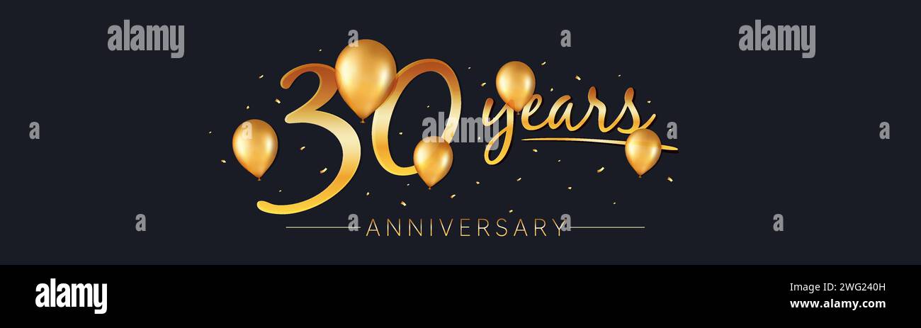 30 years anniversary vector banner. 30th birthday jubilee with golden ...