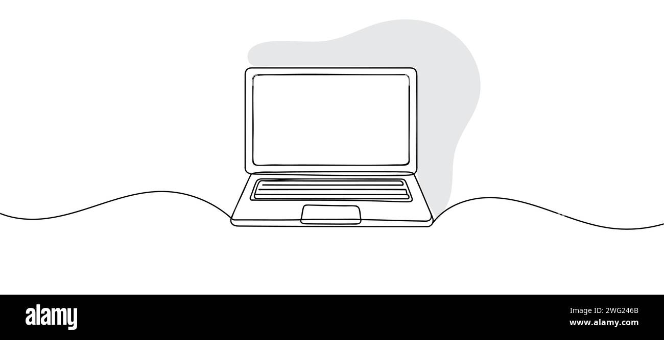 Single line continuous drawing of laptop computer laptop isolated on ...