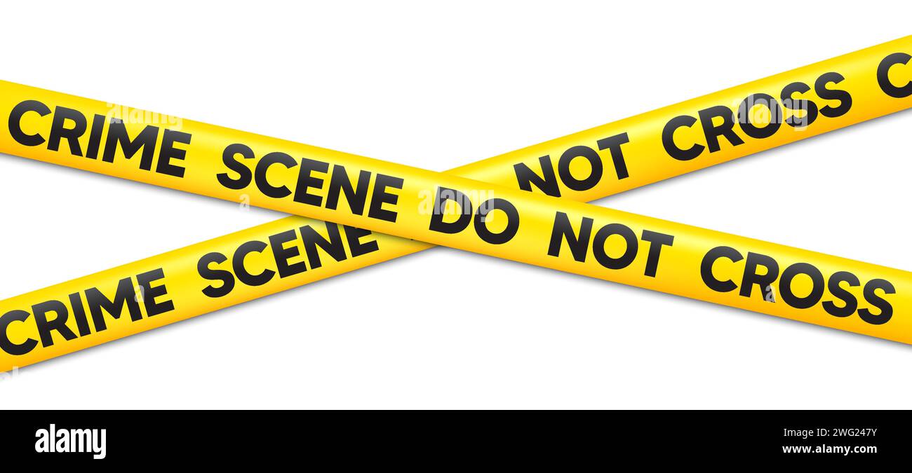 Crime Scene Do Not Cross tape. Attention police ribbon. Yellow warning ...