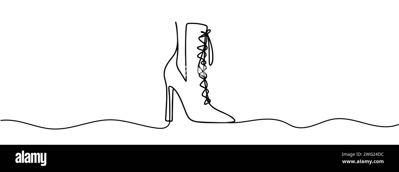 Continuous one line drawing of women's shoes. Shoe linear icon Stock ...