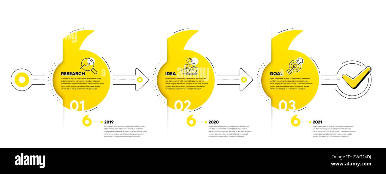 Infographic quotation bookmarks timeline with icons. 3 steps journey ...