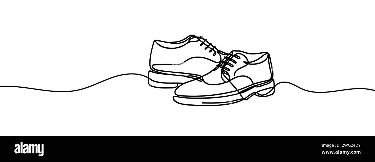Classic men's shoes in the style of a continuous one-line pattern Stock ...